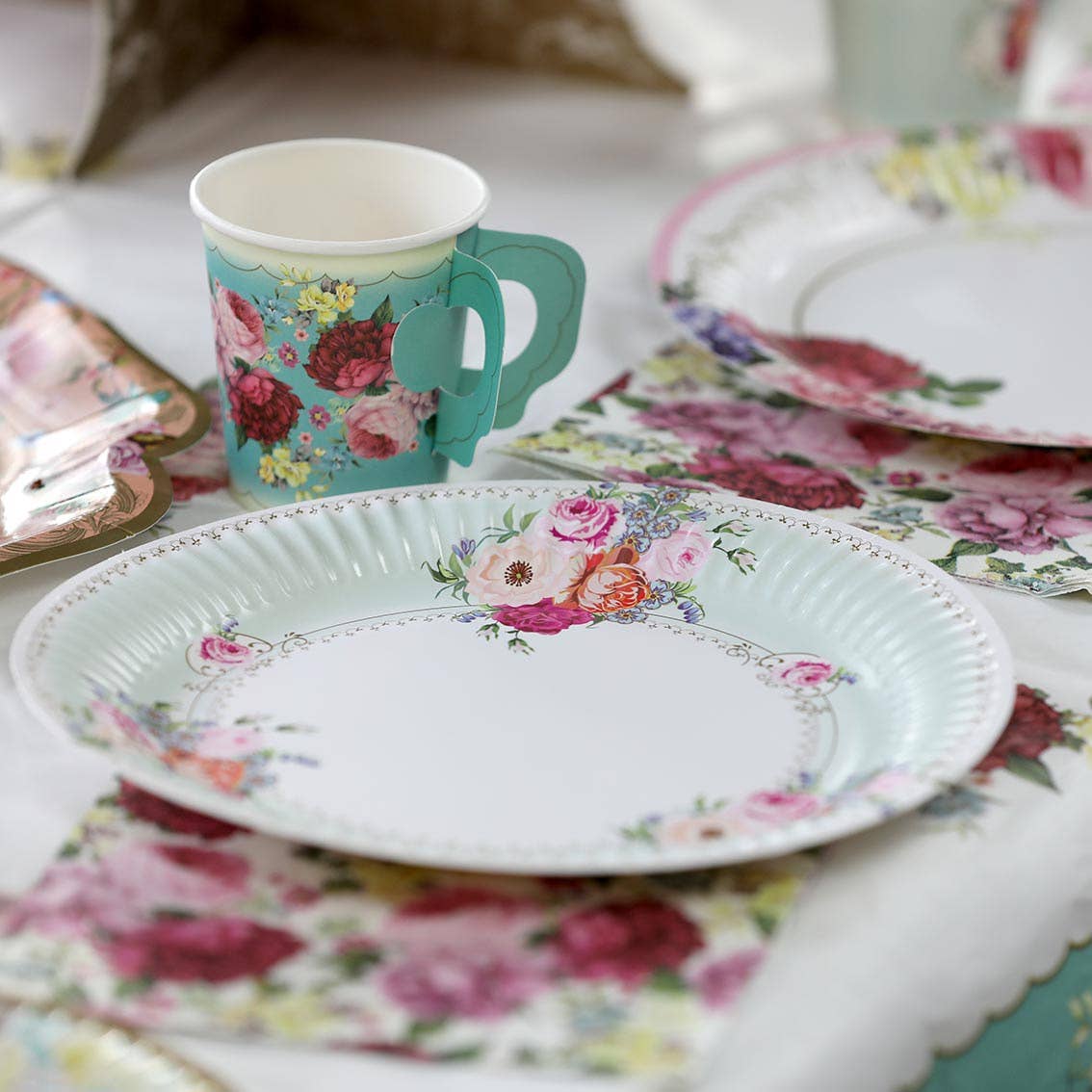 Round Vintage Paper Plates | 24 Pack | R&R Secret Flowers